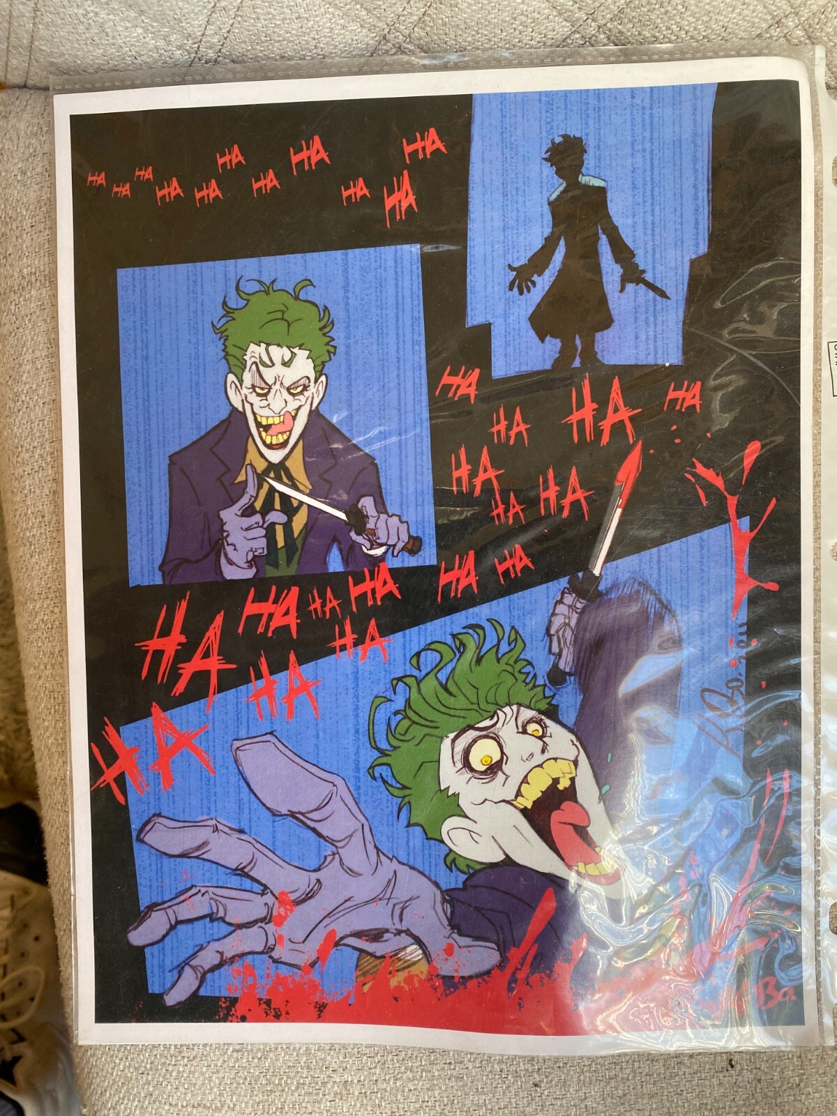 K-BO KEVIN BOLK SIGNED 2011 JOKER HA HA HA WIELDING A KNIFE 10" X 8 ...