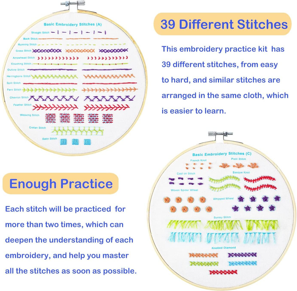 DPSKLTD Beginners Embroidery Stitch Practice Kit, 4 Pack Multi-1 | eBay
