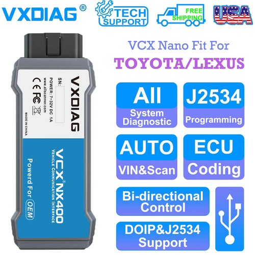 VXDIAG NX400 For TOYOTA OBD2 All System Diagnostic Scanner SAE J2534 ...