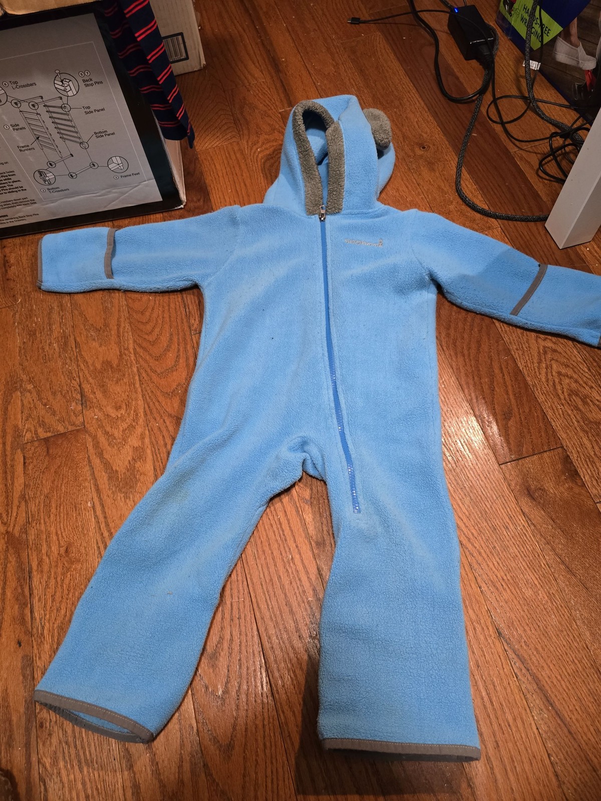 Baby Blue Fleece Hooded One Piece Bunting Snowsuit 18-24 Months