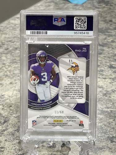 2023 Panini Spectra Jordan Addison Radiant RPA RC Patch Auto #/60 PSA 9 ...