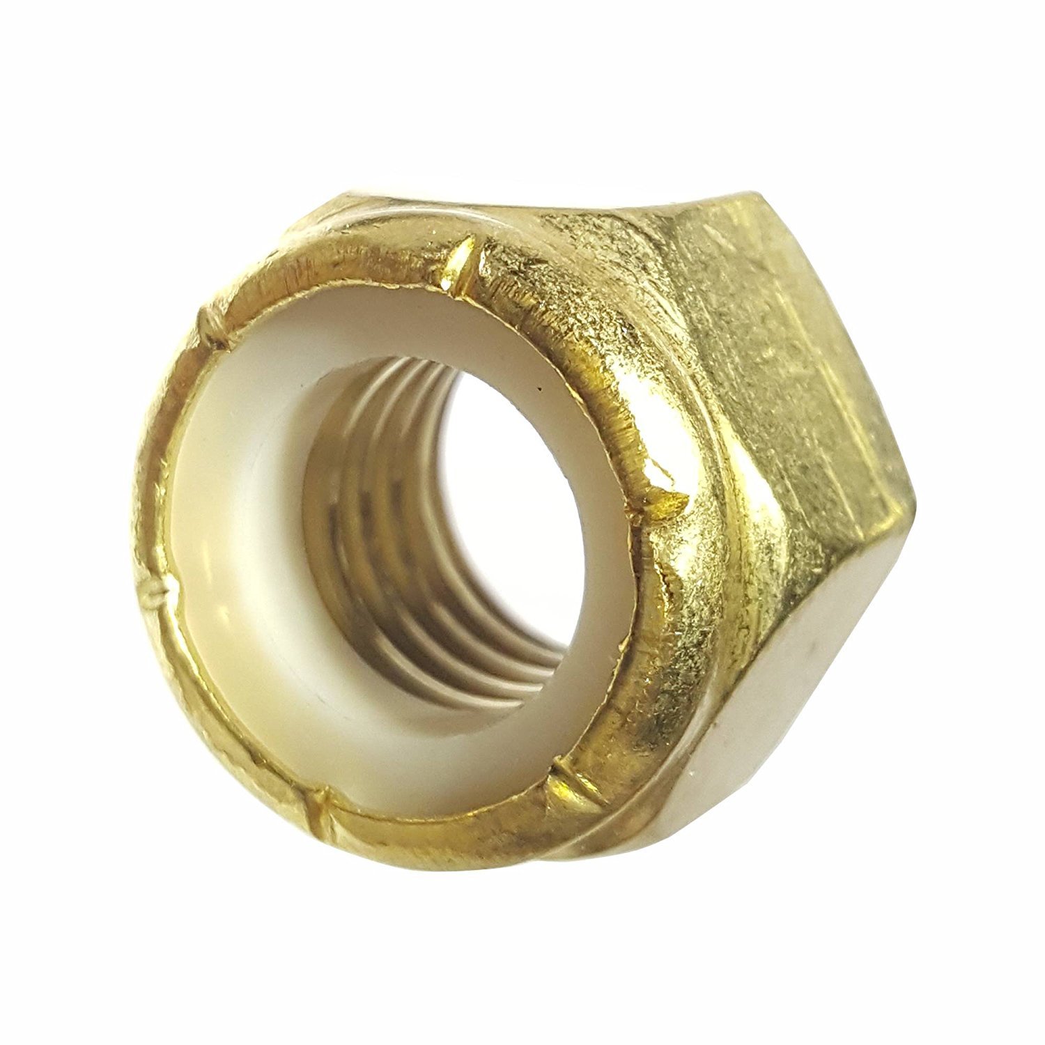 1/4-20 Solid Brass Hex Locknut Nylon Insert Elastic Stop Lock Nuts Qty ...
