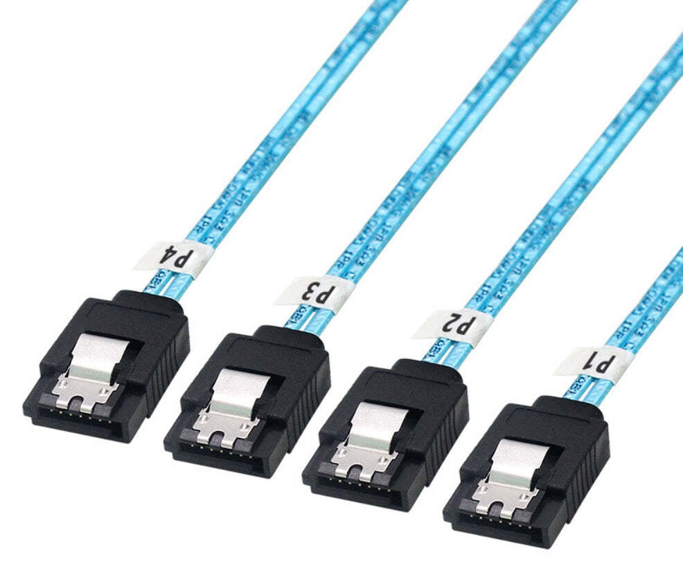 4 x SATA Male to 4 x SATA Male SATA 3.0 7 pin SSD PC Server Data Cable ...