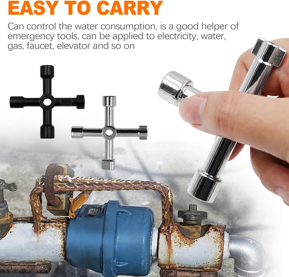 2 Pack Sillcock Key Set, 4 Way Water Key Tool, Multi-Functional Silcock ...