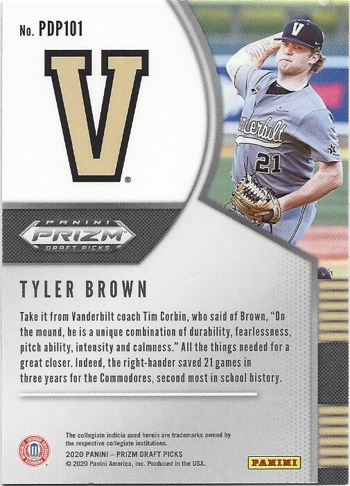 2020 Panini Prizm Draft Picks #PDP101 Tyler Brown Baseball Card | eBay