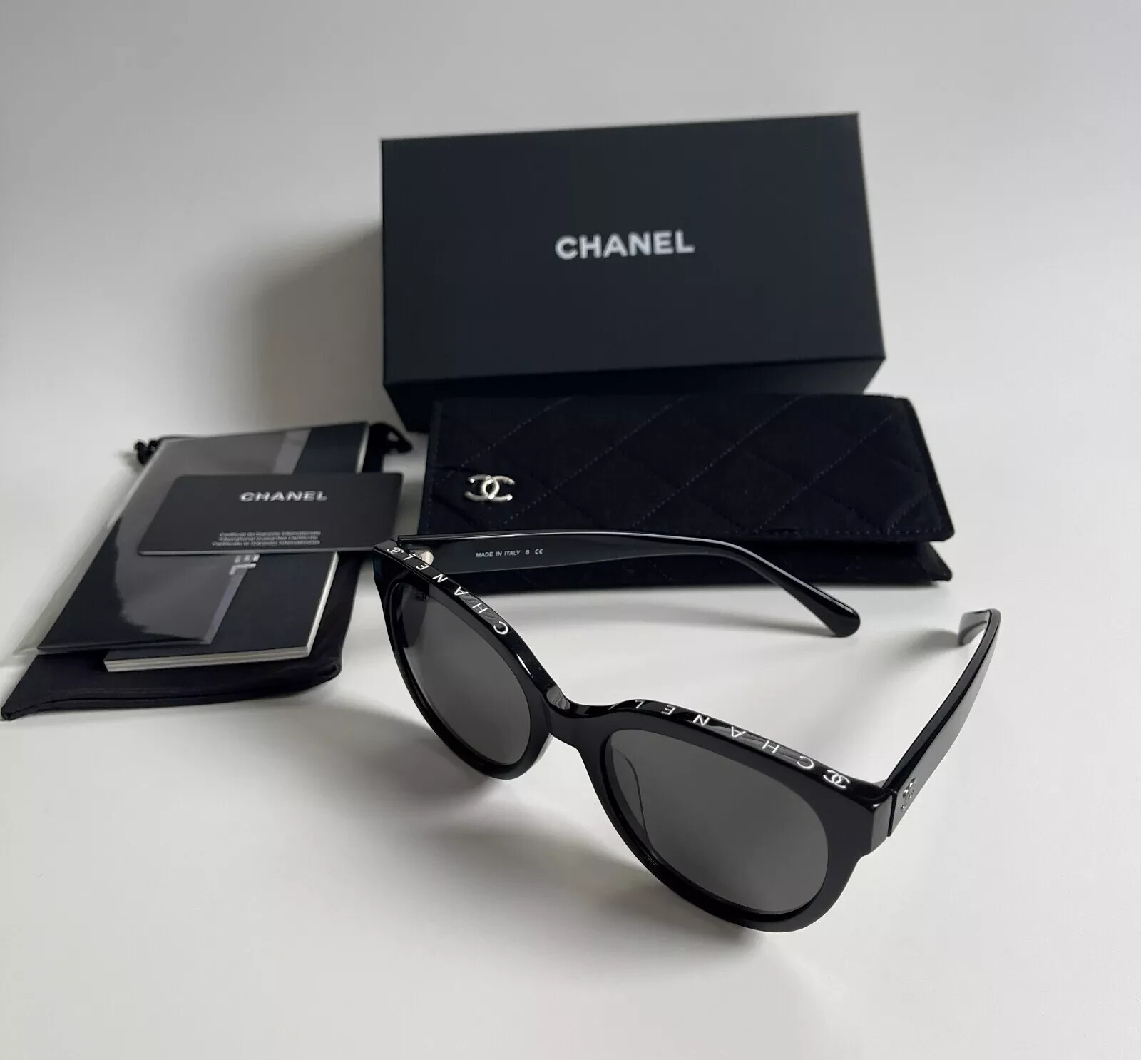 NEW CHANEL CH 5414 c.501 Butterfly Black Acetate & Gray Lens Sunglasses ...