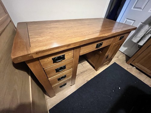 Oak Furniture Land rustic desk Large Computer Home Office Desk | eBay UK