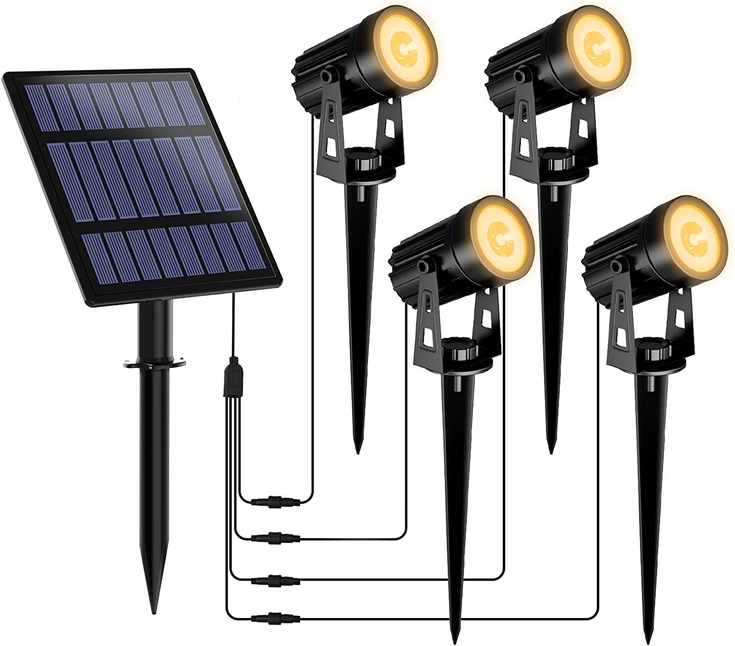 4er LED Solar Strahler Solar-Leuchte Solarspot Garten Leuchte Spot ...