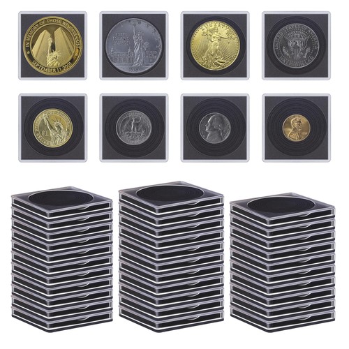 Clear Coin Collection Holders with Sponges 43mm Coin Capsules Storage ...