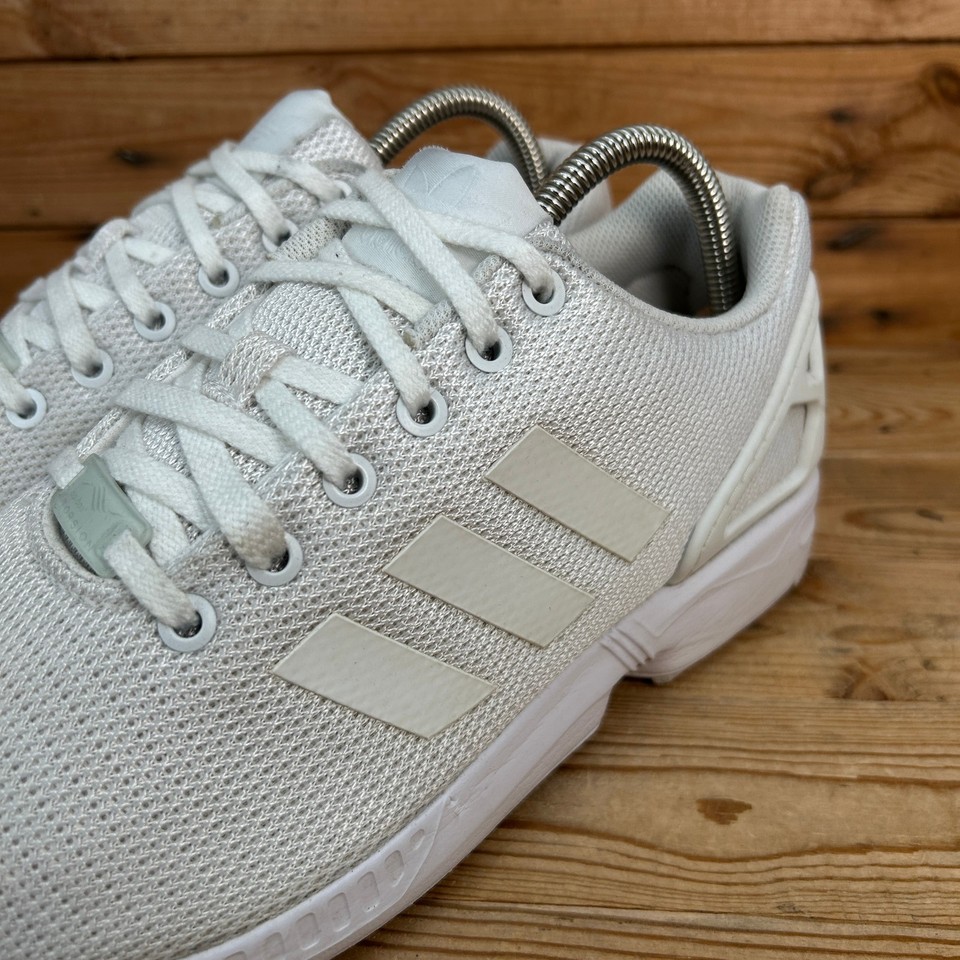 Adidas Trainers Mens UK 9 ZX Flux Triple White Weave Originals Casuals ...