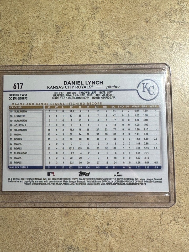 2024 Topps Series 2 #617 Daniel Lynch Gold Foil Kansas City Royals | eBay