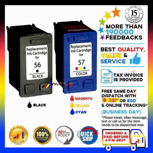 2x NoN-OEM H56XL HP57XL HP56 HP57 XL C6656A C6657A Ink for HP 5550 ...