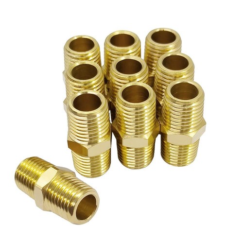 5pcs Brass Nipple Pipe Fitting1/4"x 1/4" Npt Male Hex Nipple Npt Male ...