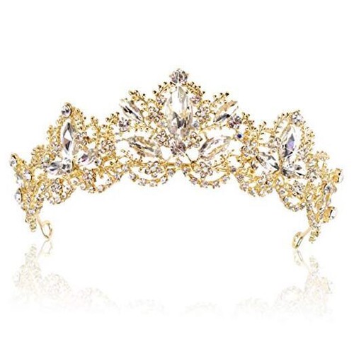 Gold Tiara Wedding Tiaras and Crowns for Women,Rhinestone Clear+Gold ...