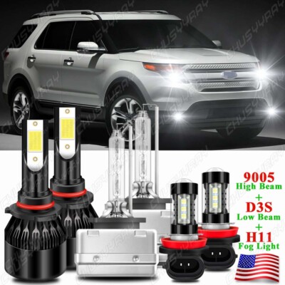 For Ford Explorer 2011-2015 Combo HID Xenon LED Headlights Hi/Lo+Fog ...