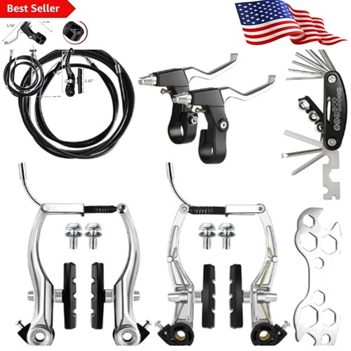 Premium V-Type Bike Brake Set with Adjustable Levers - Front and Rear ...