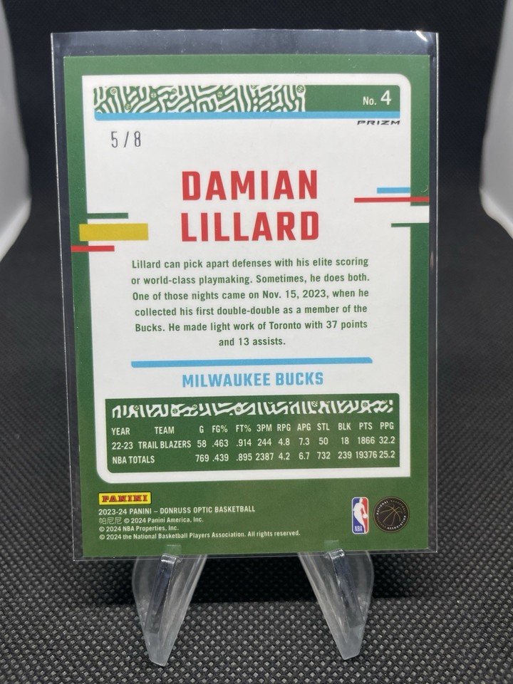 Damian Lillard 2023-24 Panini Donruss Optic Lucky Envelopes /8 Bucks | eBay