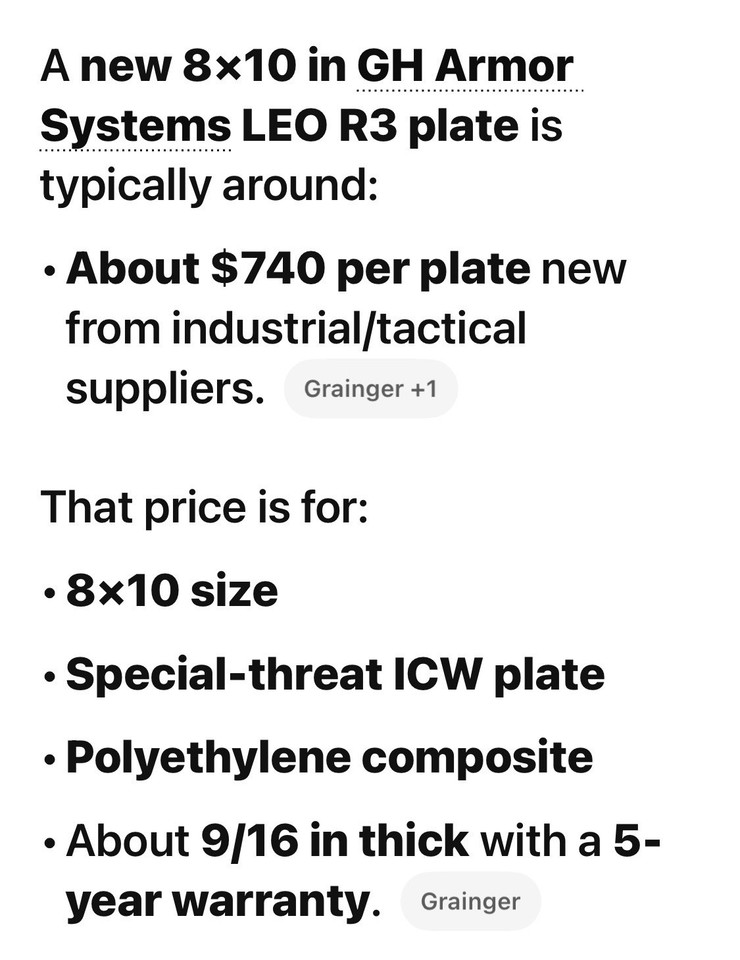 2 GH Armor Systems LEO-R3 Rifle Level 4 1-8x10Polyethylene+Ceramic: 1 ...