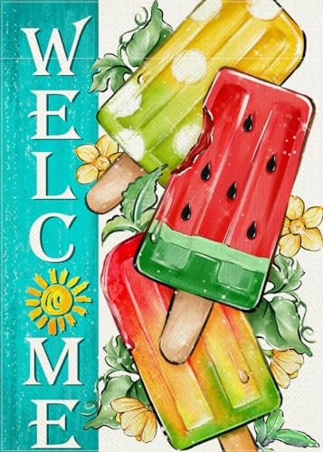 Welcome Summer Watermelon Popsicles Decorative 12" x 18" Welcome ...