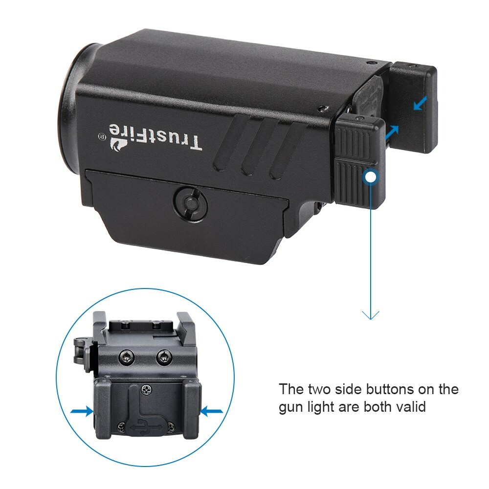 TrustFire GM23 USB Rechargeable LED Flashlight 800LM GLock Light Rail ...