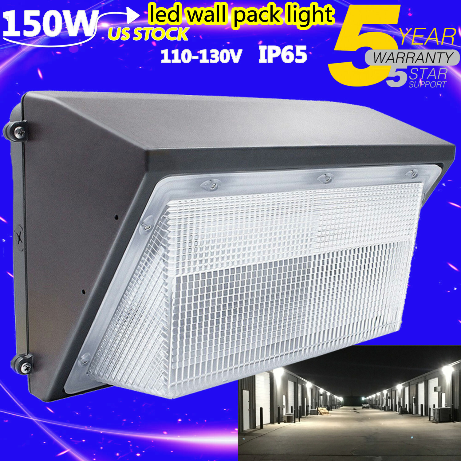 USA 150W Led Wall Pack Light Fixture IP65 Commercial Outdoor Dusk to ...