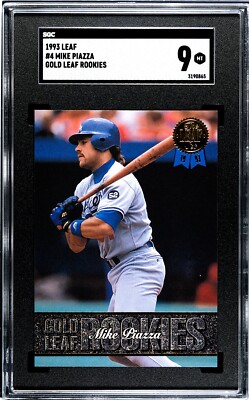 1993 LEAF #4 MIKE PIAZZA GOLD LEAF ROOKIES SGC 9 MT LOS ANGELES DODGERS ...