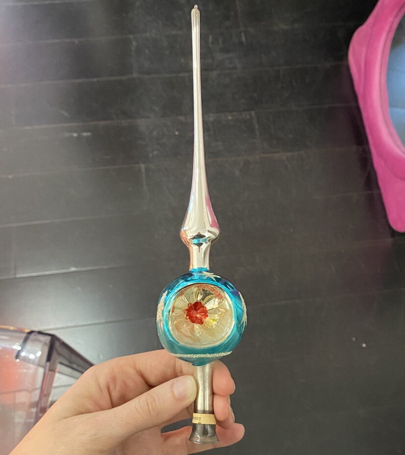 Vintage 1950s Shiny Brite Glass Christmas tree topper ornament w/Box | eBay