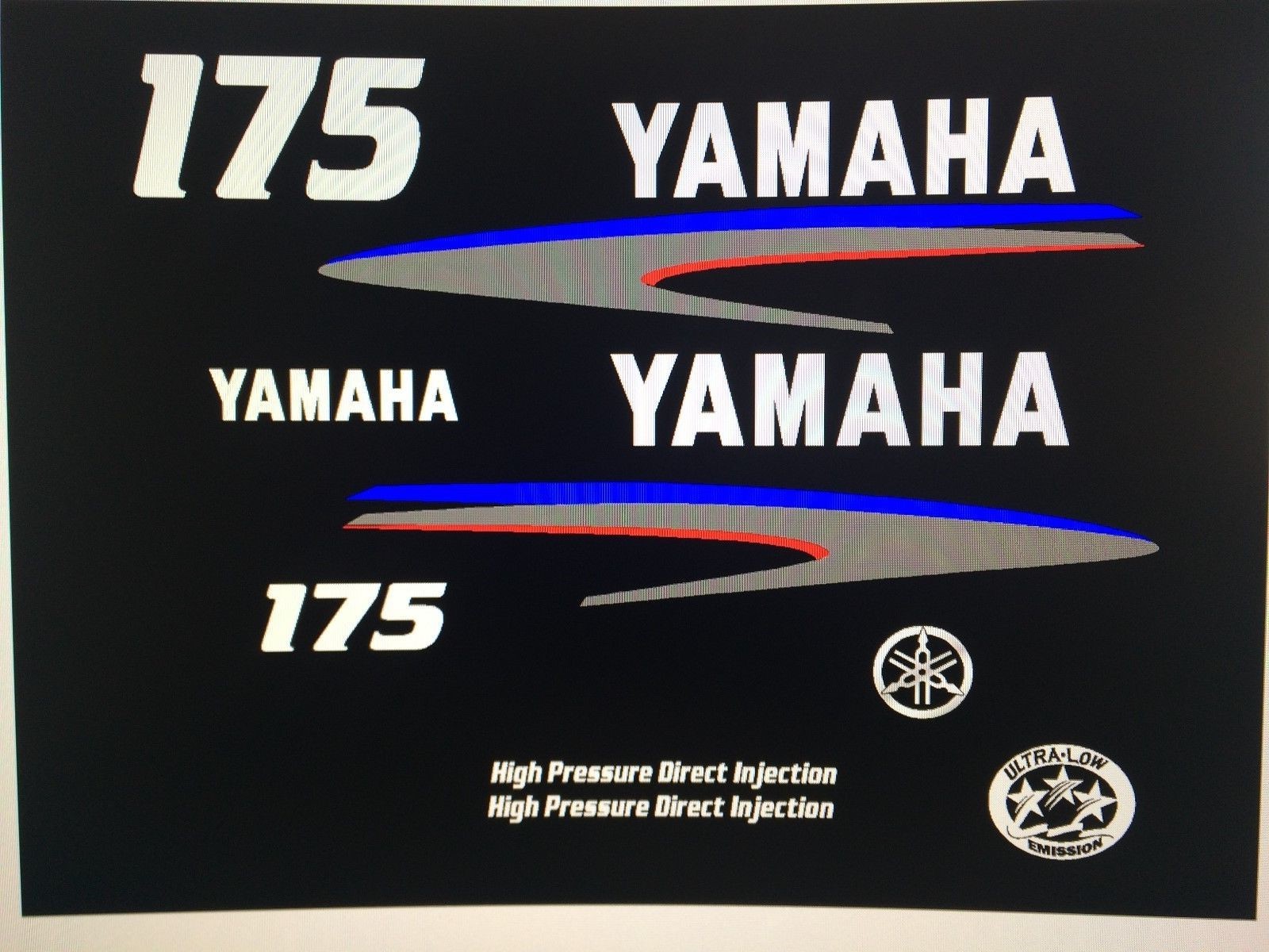 Yamaha 175 hp HPDI Outboard Engine Decal Kit High Pressure Direct ...