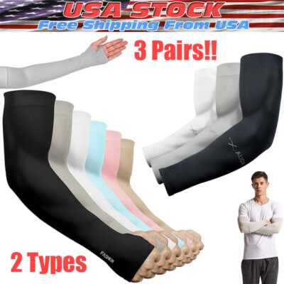 3 Pairs Cooling Arm Sleeves Cover UV Sun Protection Sports Outdoor For ...