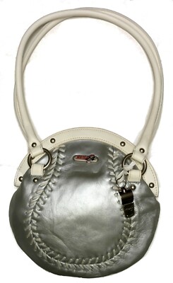 Double Play Silver Leather Baseball Purse Red24 Retired Design | eBay