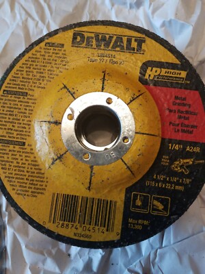 DEWALT DW4514 4-1/2" X 1/4" X 7/8" HIGH PERFORMANCE METAL GRINDING ...