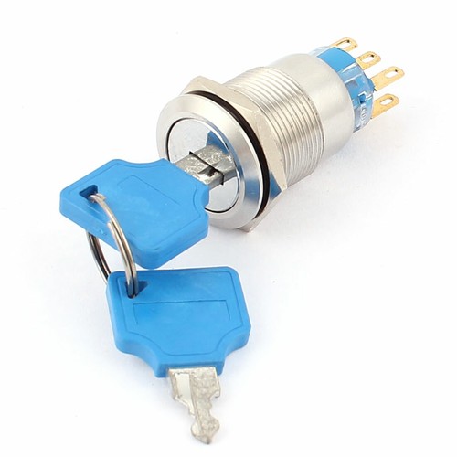 19mm 6 Pin DPDT 2NO-2NC 3 Positions Latching Keylock Switch | eBay