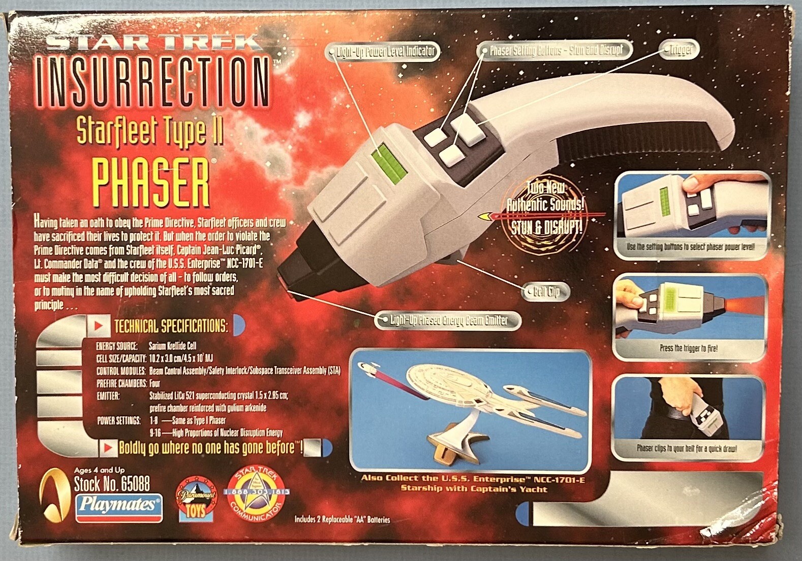 Star Trek Insurrection Starfleet Type II Phaser Playmates NEW