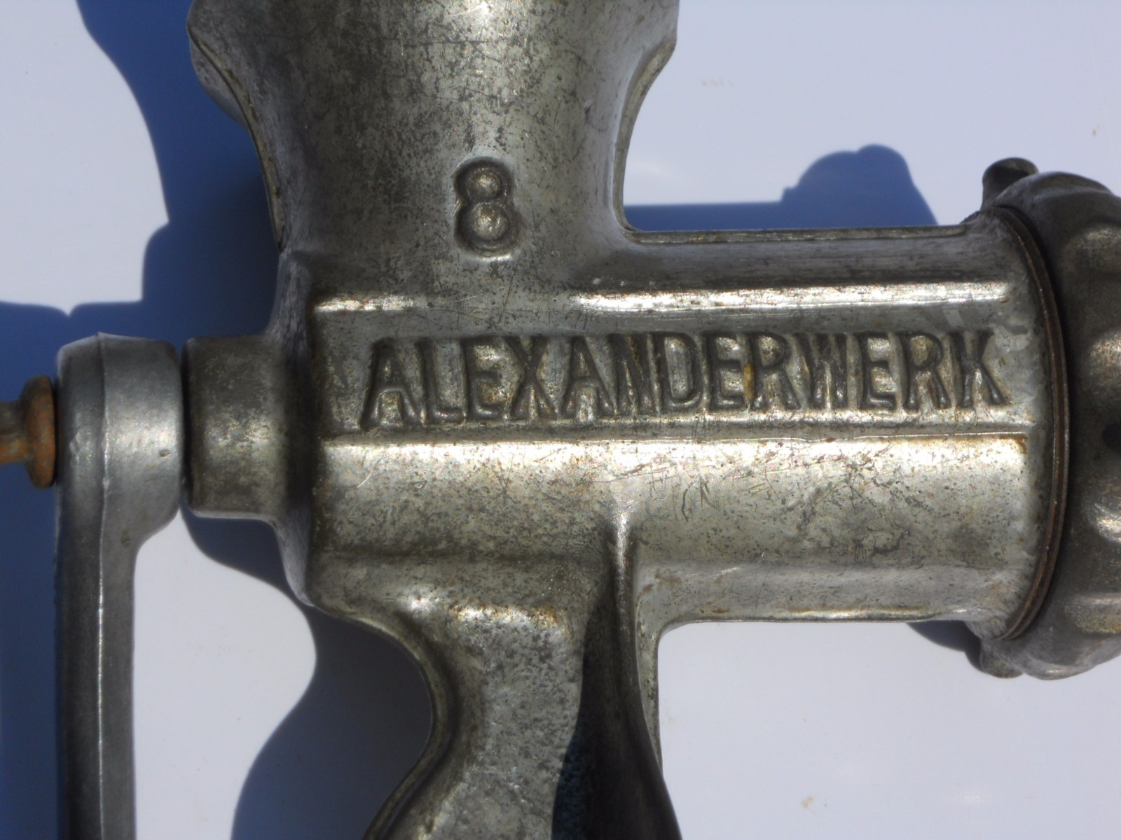 Antique German kitchen meat grinder iron cast Alexanderwerk # 8 marked ...