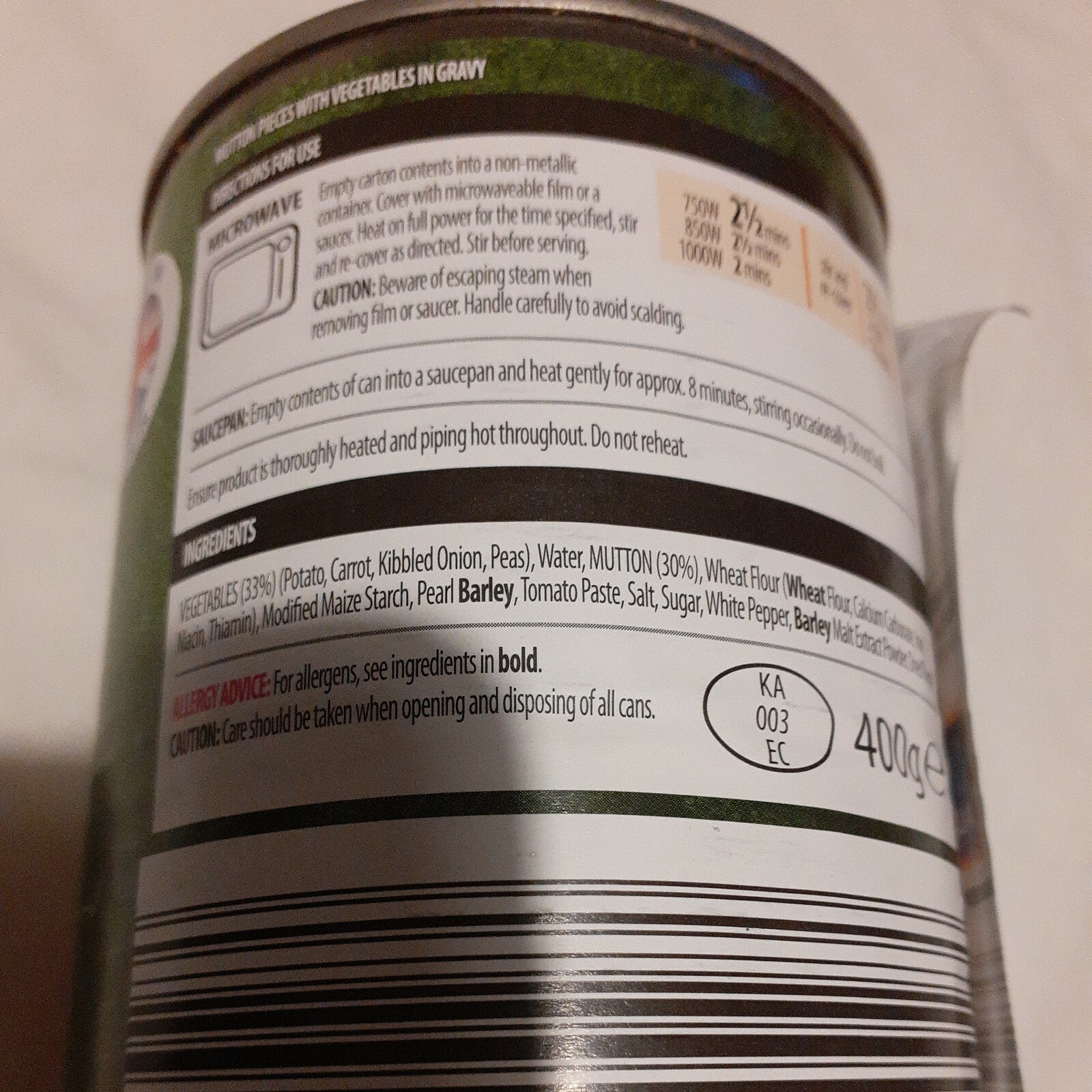 4 Bramwell's Irish Stew Quick Meal 400g x 4 tins cans=1.6KG. Free P&P ...