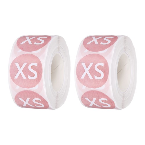 500Pcs 1 Inch XS Clothing Size Stickers Round Self Adhesive White-Pink ...