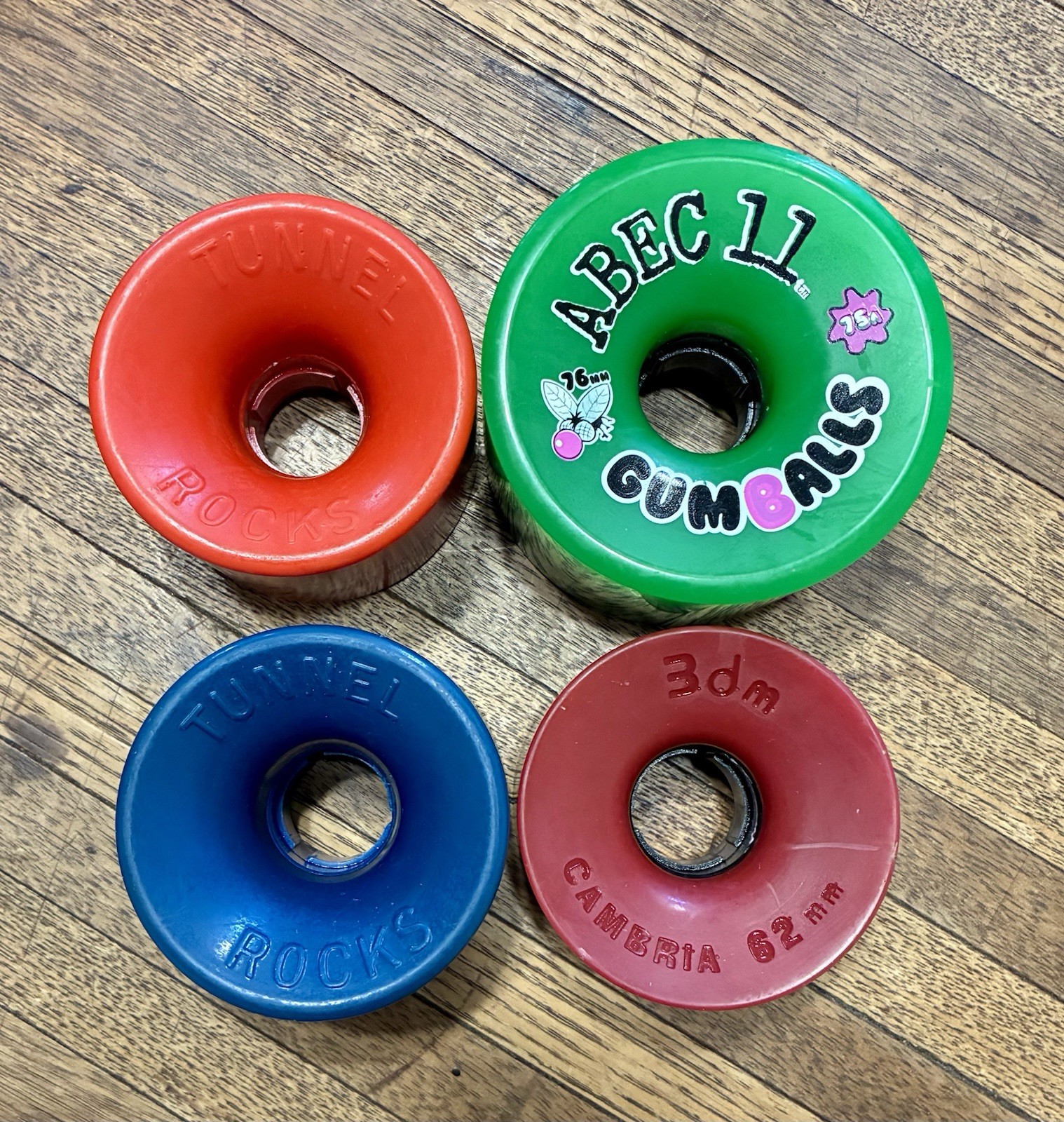 Lot Of 4 Assorted Longboard And Slalom Skateboard Wheels Abec 11 Tunnel ...