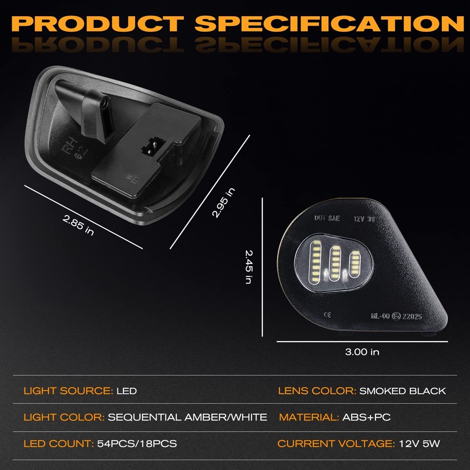 Gempro LED Side Mirror Turn Signals Puddle Lights Kits Assembly for ...