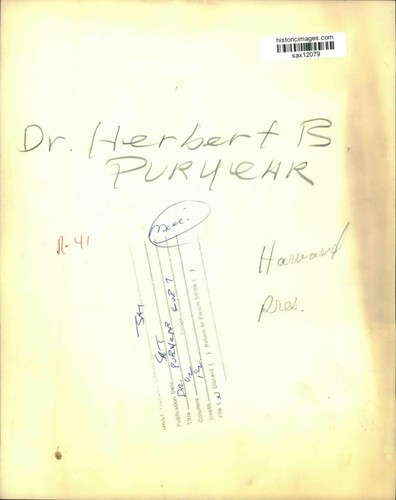 Press Photo Doctor Herbert B. Puryear, President, Harvard University ...