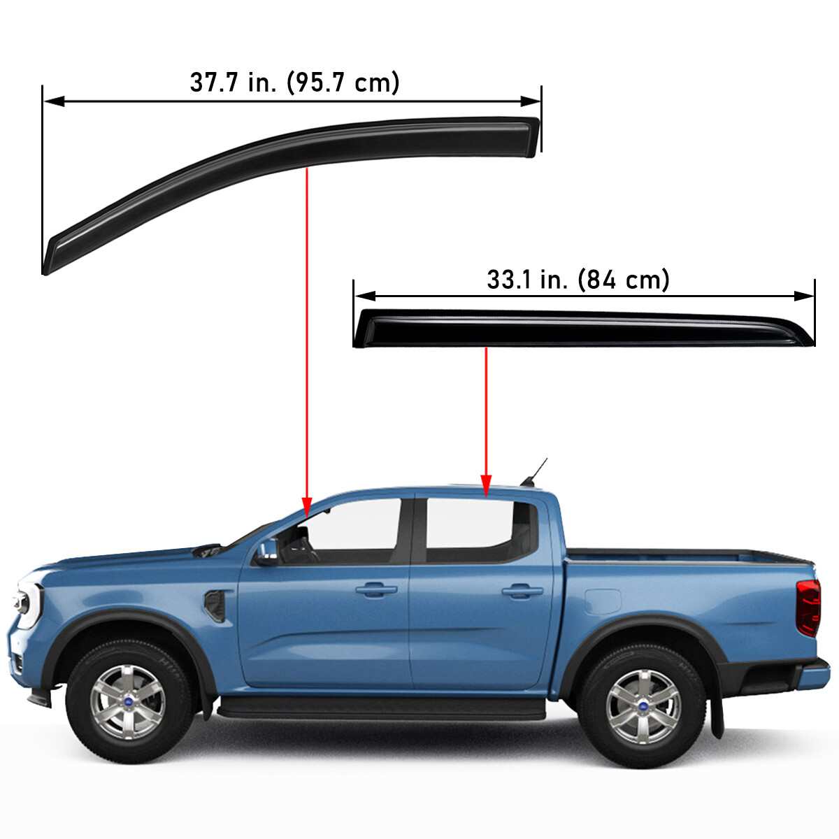 For 2019-2025 Ford Ranger Super Crew Cab Vent shade Rain Guard Window ...