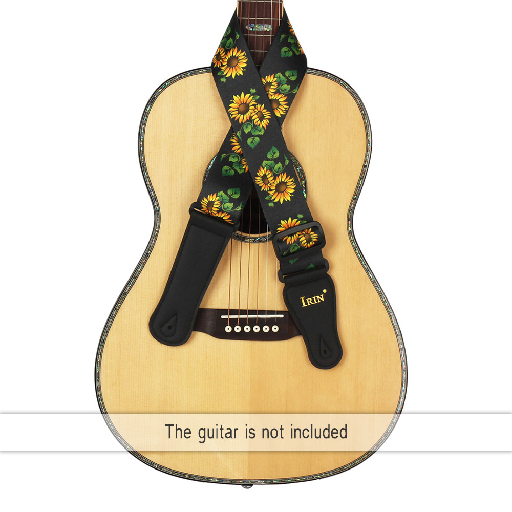 IRIN Guitar Adjustable Polyester Belt PU Leather Ends for Acoustic C6C3 ...