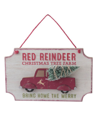 Hallmark Christmas Tree Farm Truck Wood Wall Sign with 3D Sisal Tree | eBay