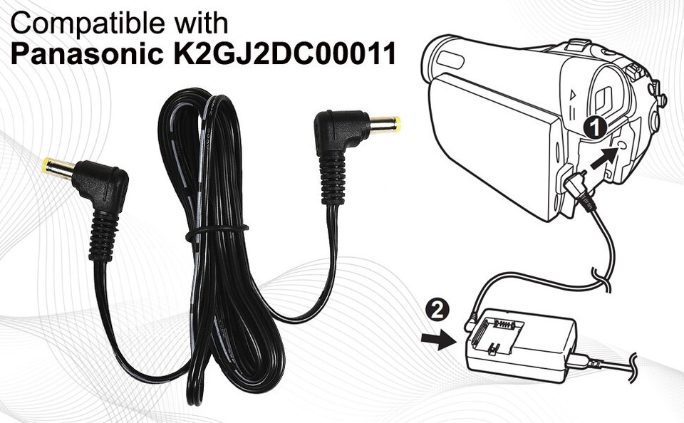 HQRP DC Power Cable for Panasonic VDR-D50 VDR-D100 VDR-D150 VDR-D200 ...