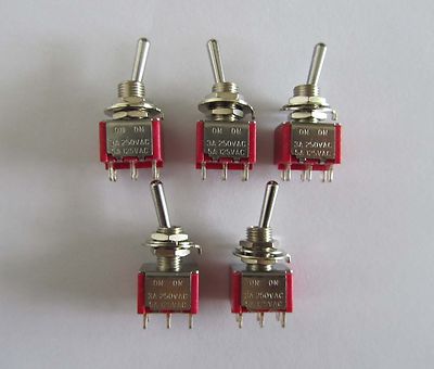 5x DPDT 2 Way ON ON Guitar Mini Toggle Switch SALECOM UL Car/Boat ...