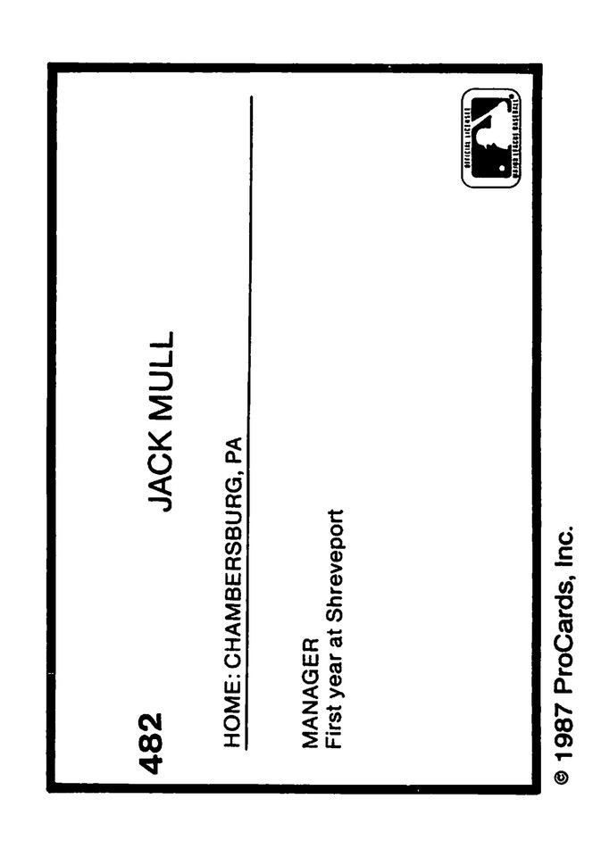 1987 ProCards #482 Jack Mull Shreveport Captains | eBay