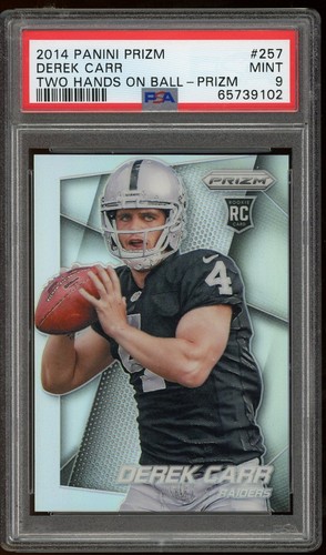 2014 Panini Prizm Derek Carr Silver PSA 9 Mint Rookie Card RC Oakland ...