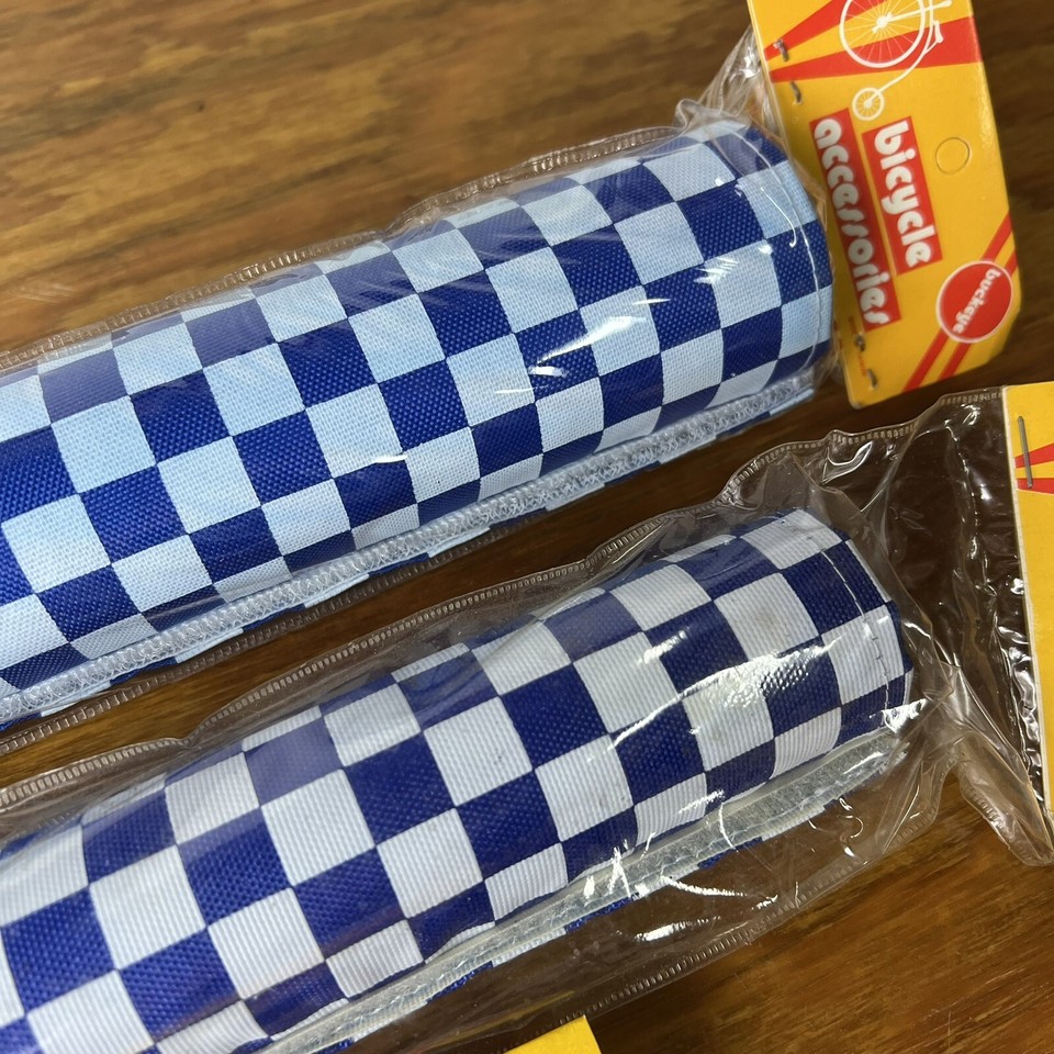 OLD SCHOOL CHECKERBOARD WHITE / BLUE BMX 3 PIECE PAD SET BUCKEYE ...