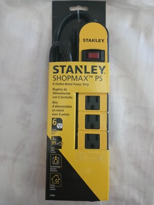 NEW Stanley Shopmax PS 6-Outlet Metal Power Strip 3 Ft Extension Cord ...