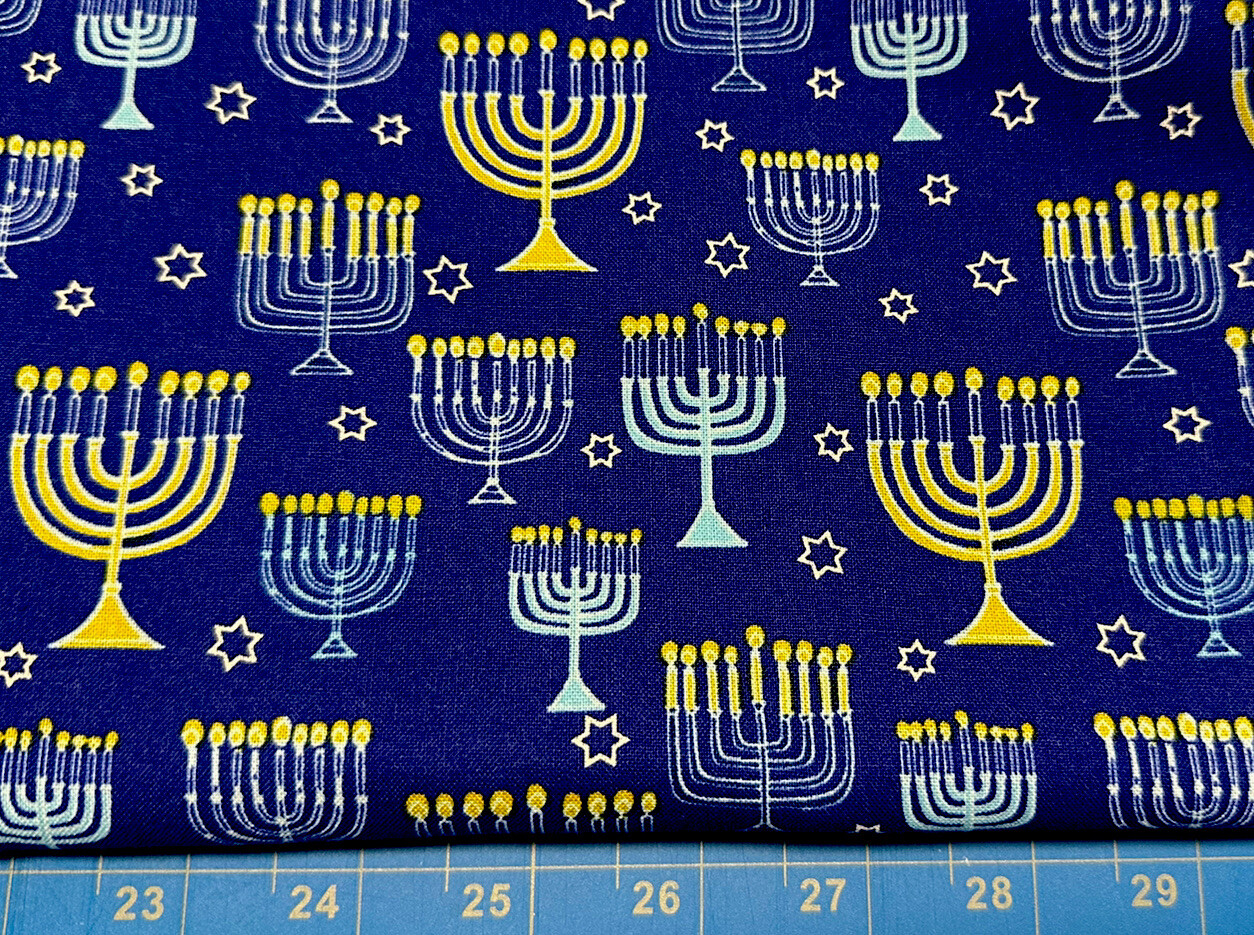 Tina Scrap 9"x21" Star Jewish Jew Candle Temple menorah Hanukkah Cotton ...