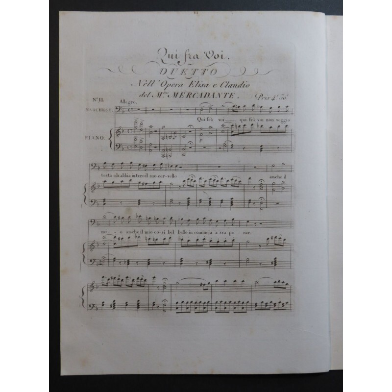 MERCADANTE Saverio Elisa And Claudio No 11 Piano Chant Ca1825 | eBay